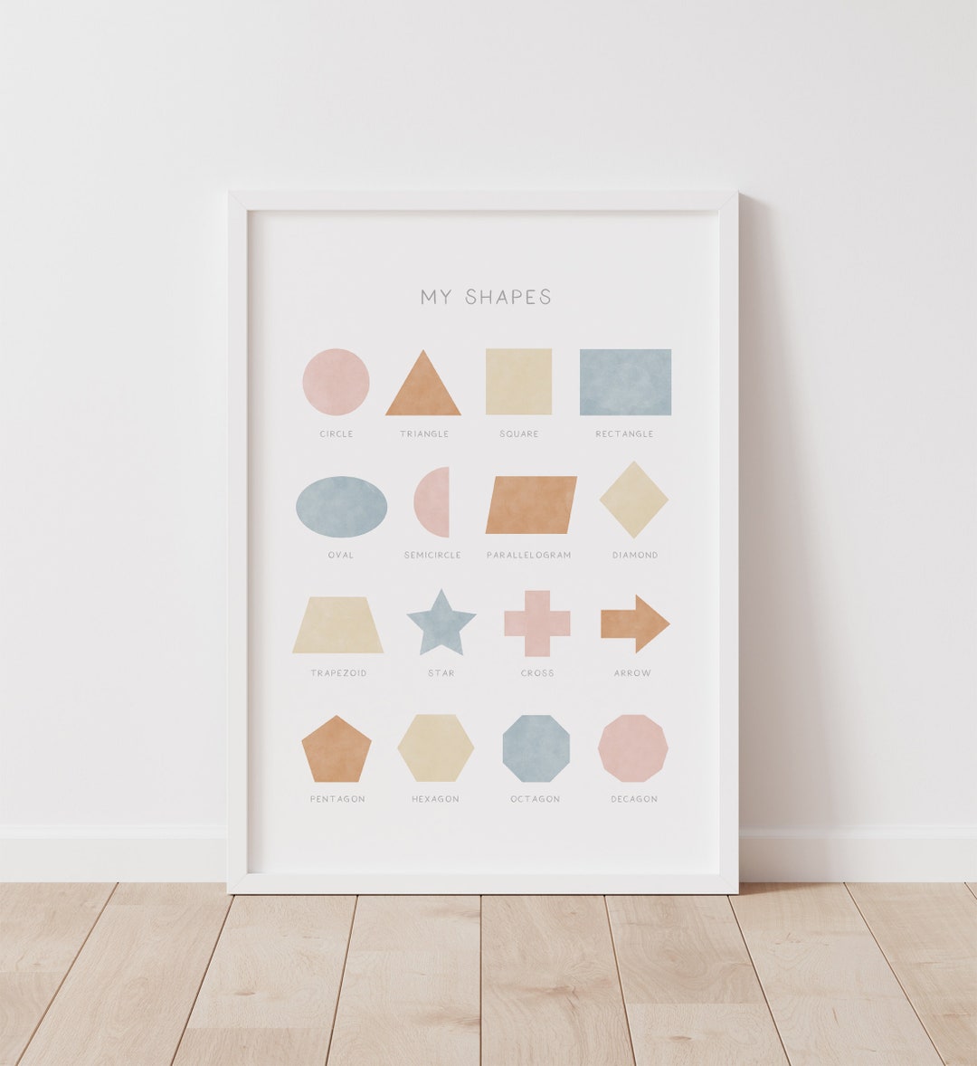 Shapes Print, Printable Educational Wall Art, Montessori Poster ...