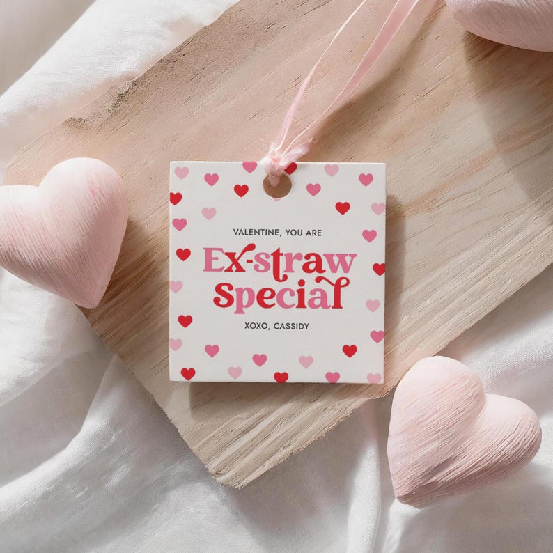 Crazy Straw Valentine Tag Template, Kids Silly Straw Valentines Card ...