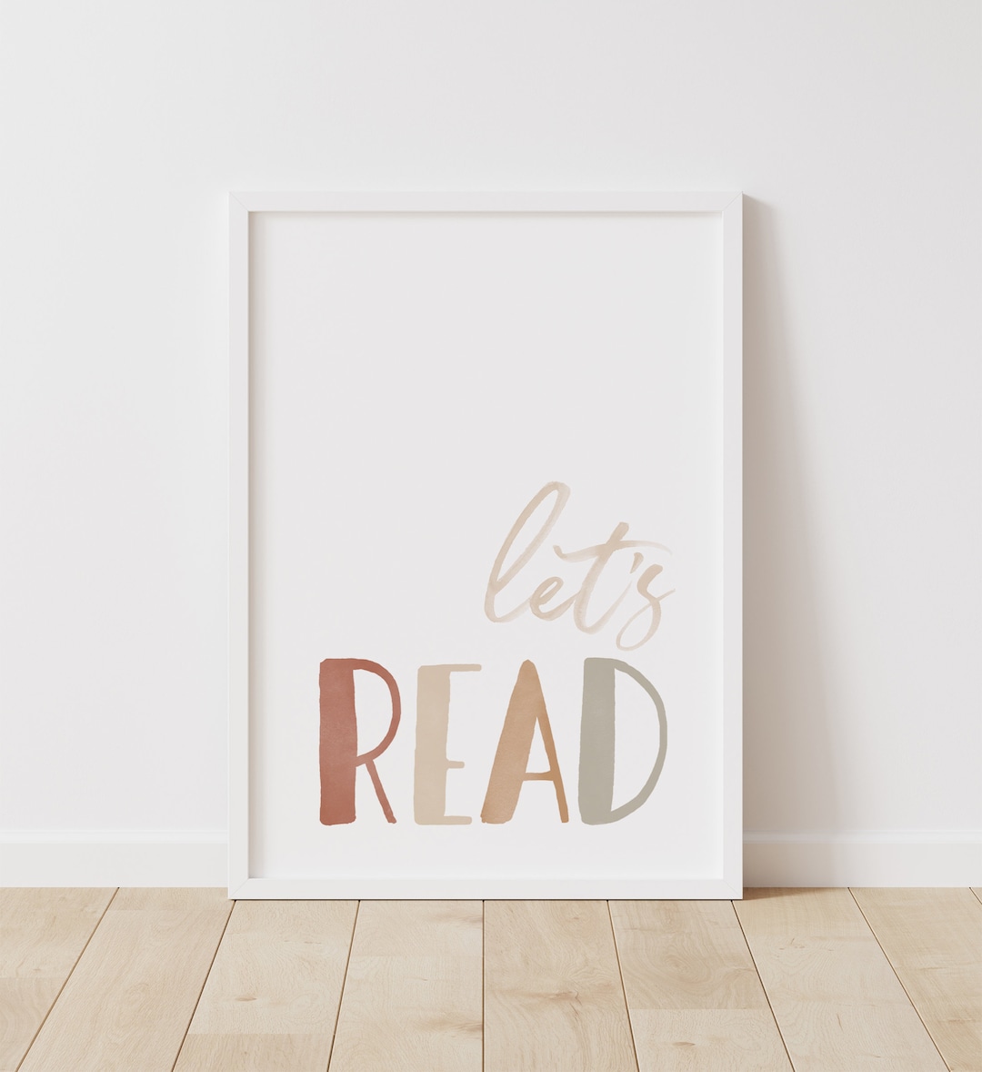 Let's Read Print, PRINTABLE Wall Art, Boho Nursery Decor, Kids Room ...