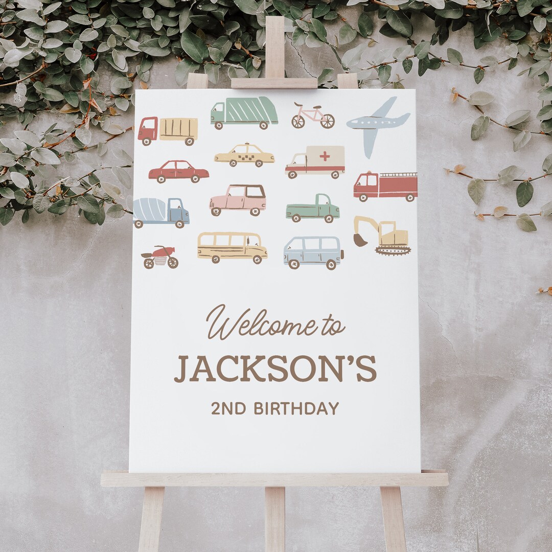 Transportation Birthday Welcome Sign Template, Printable Cars and ...