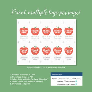 Apple Teacher Appreciation Week Tag Template, Printable Thank You for ...