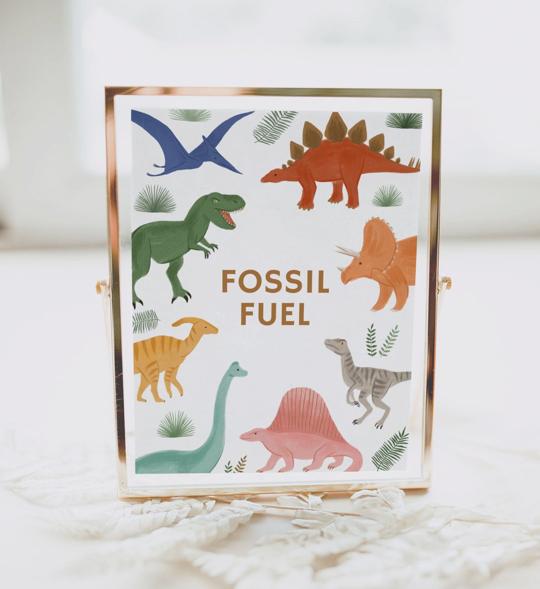 Dinosaur Birthday Party Fossil Fuel Sign, Printable Dinosaur Birthday ...