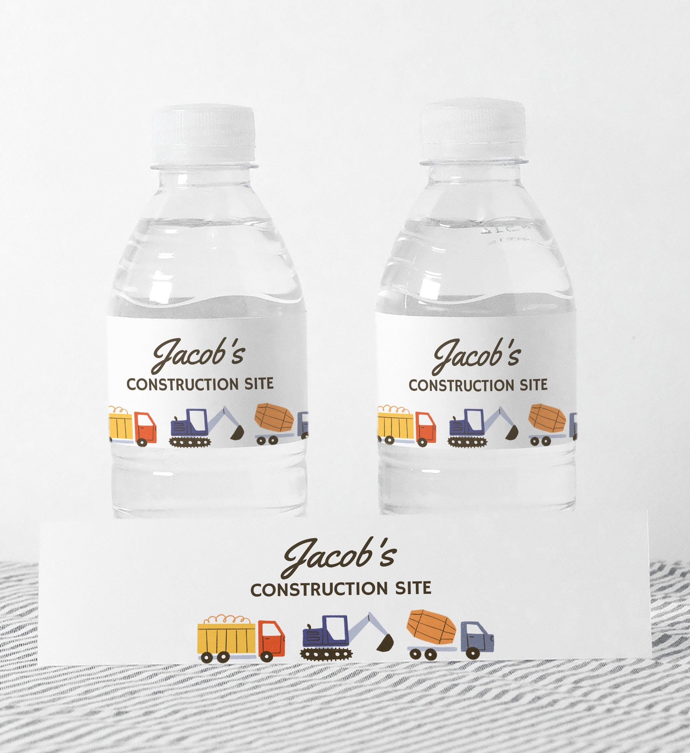 Editable Construction Birthday Party Water Bottle Labels - Etsy