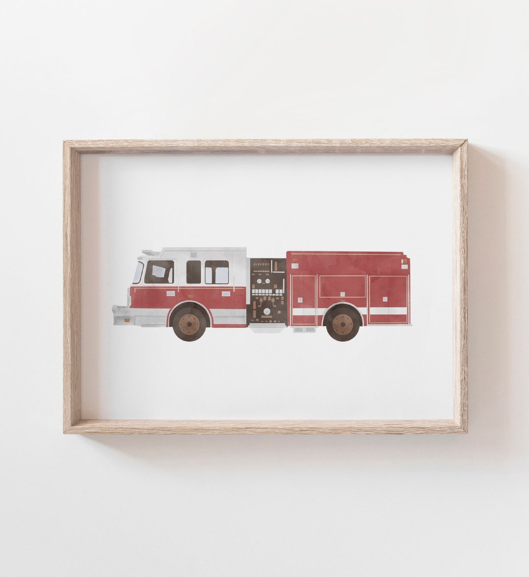 Firetruck Print, Fire Engine Poster, Printable Emergency Vehicle Wall ...