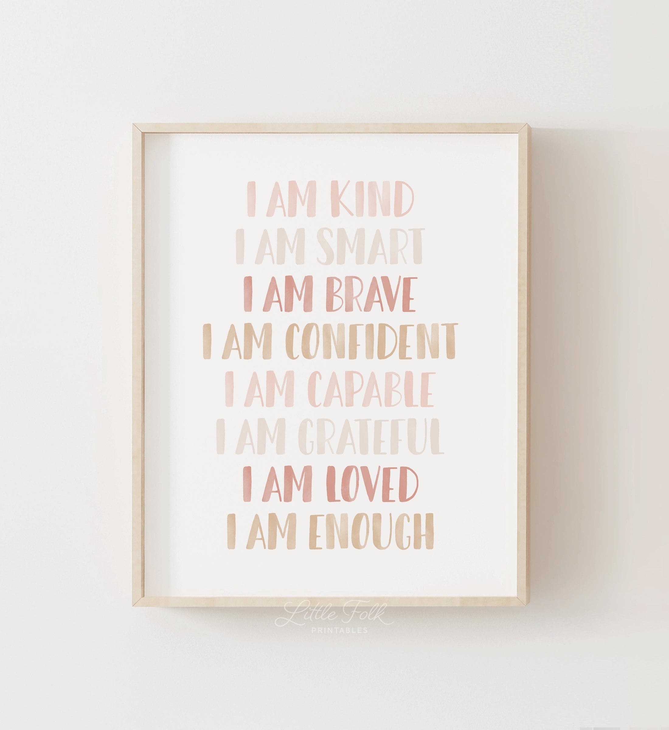 Affirmations Wall Art Girls Room Decor I Am Kind Smart - Etsy