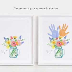 Mother's Day Handprint Art Printable, Colorful Flower Bouquet Hand ...