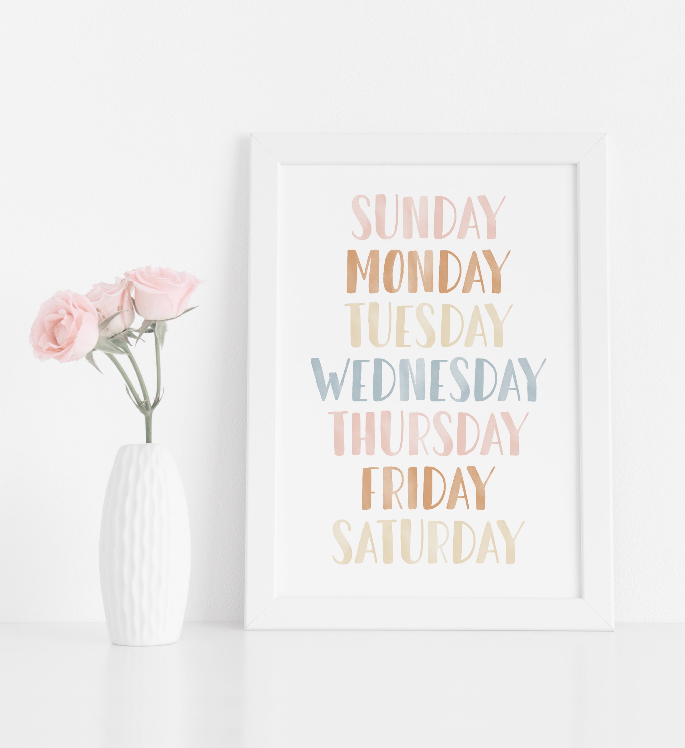 Days of the Week Poster Printable Educational Wall Art Boho - Etsy