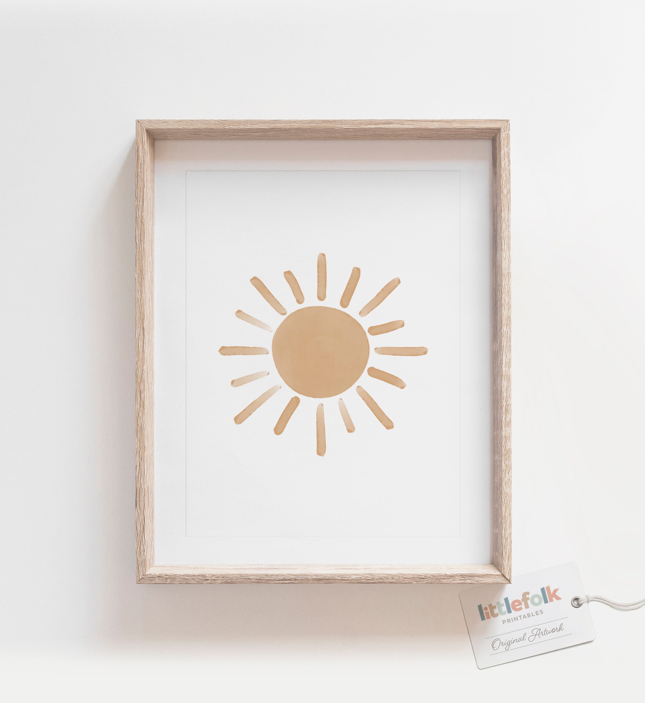 Neutral Boho Sun Print, Printable Watercolor Sunshine Nursery Wall Art ...