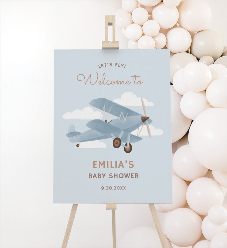 Airplane Baby Shower Welcome Sign Vintage Travel Baby Shower - Etsy