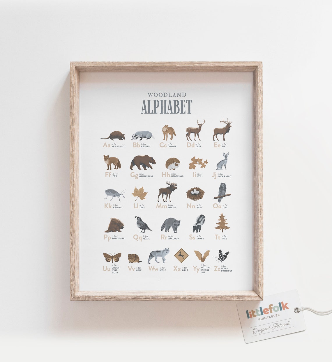 Woodland Alphabet Poster, Printable Wall Art, Animal ABC Print ...