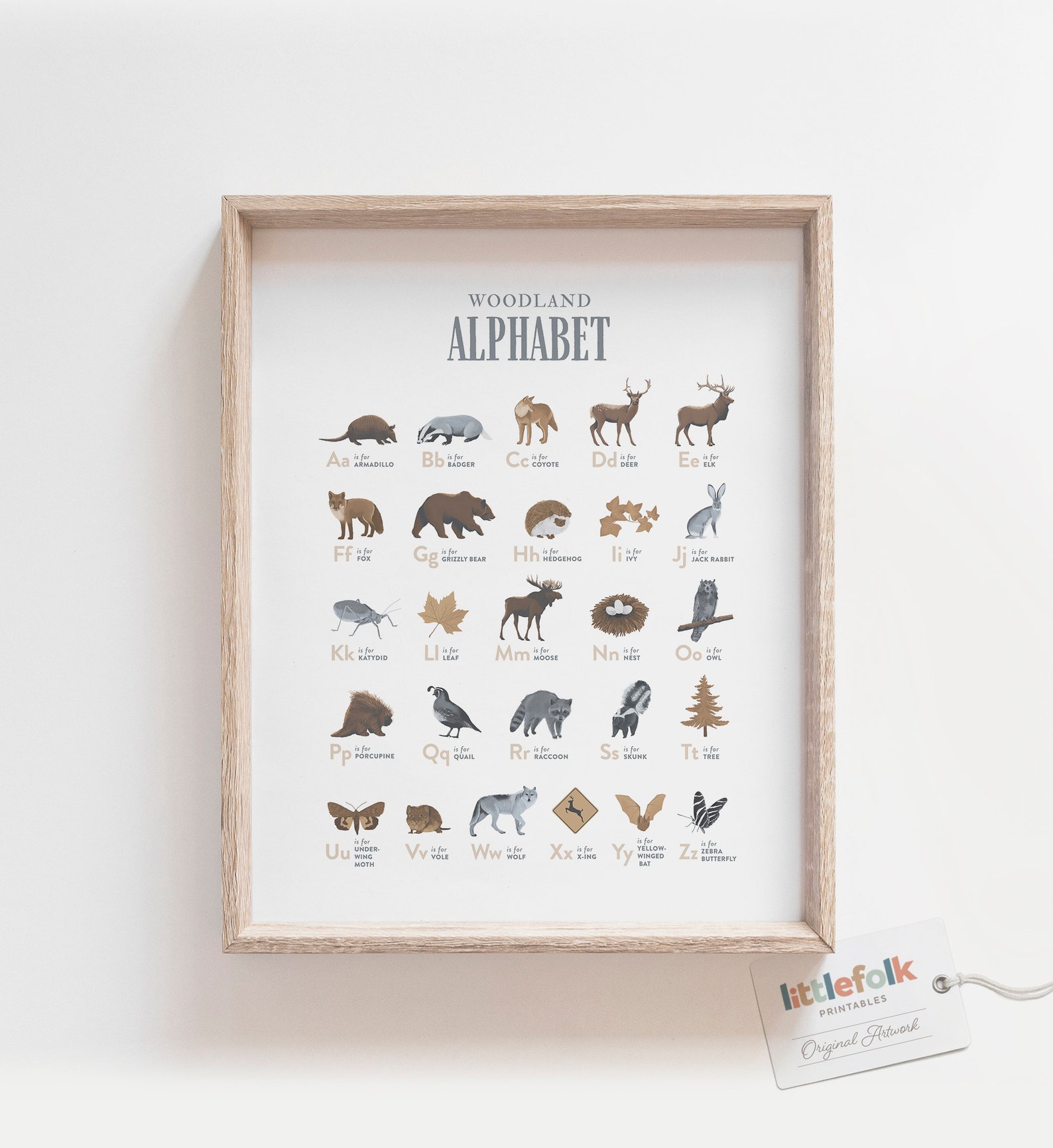 Woodland Alphabet Poster Printable Wall Art Animal ABC - Etsy