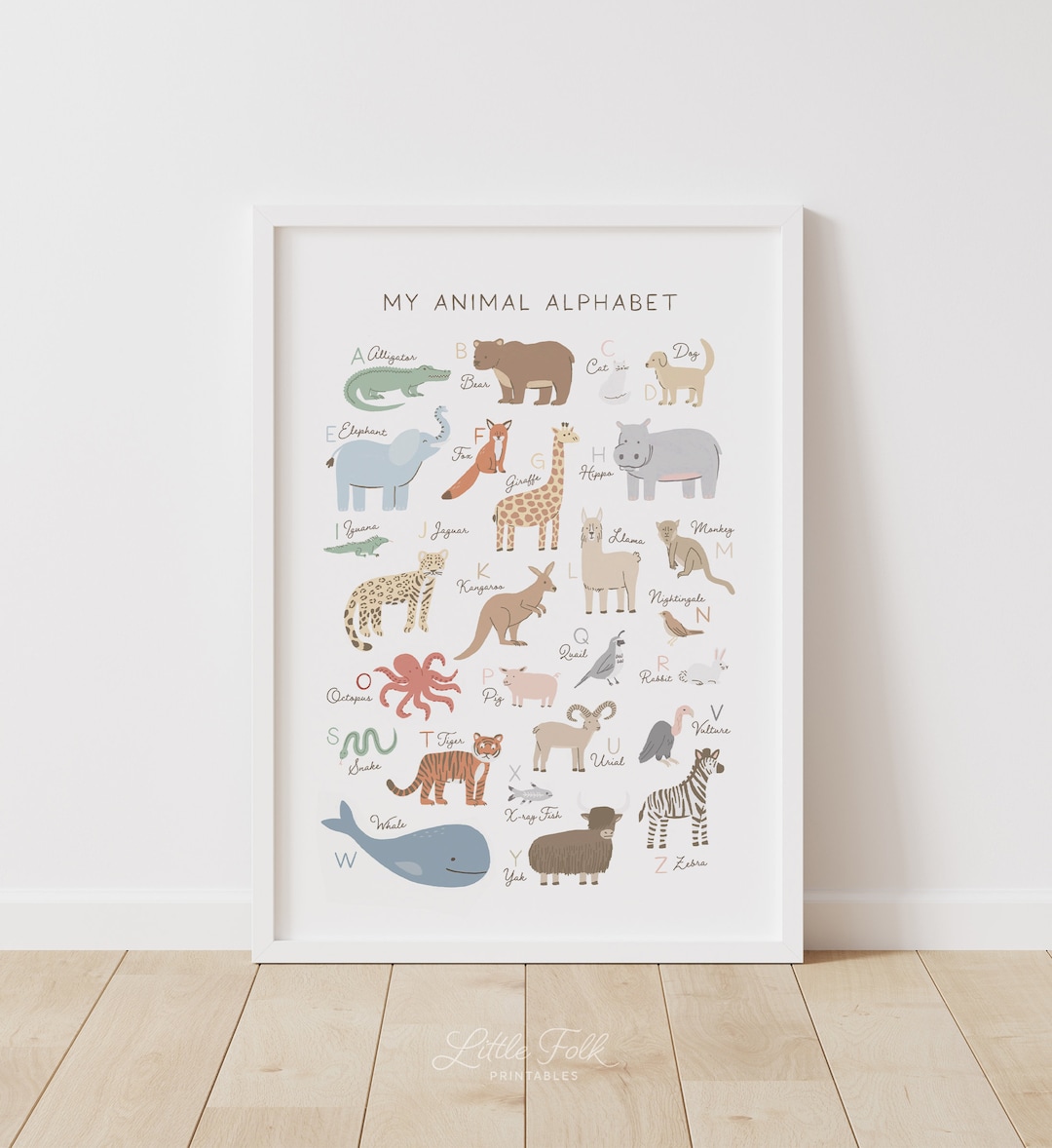 Rainbow Animal Alphabet Poster, PRINTABLE Wall Art, ABC Poster, Kids ...