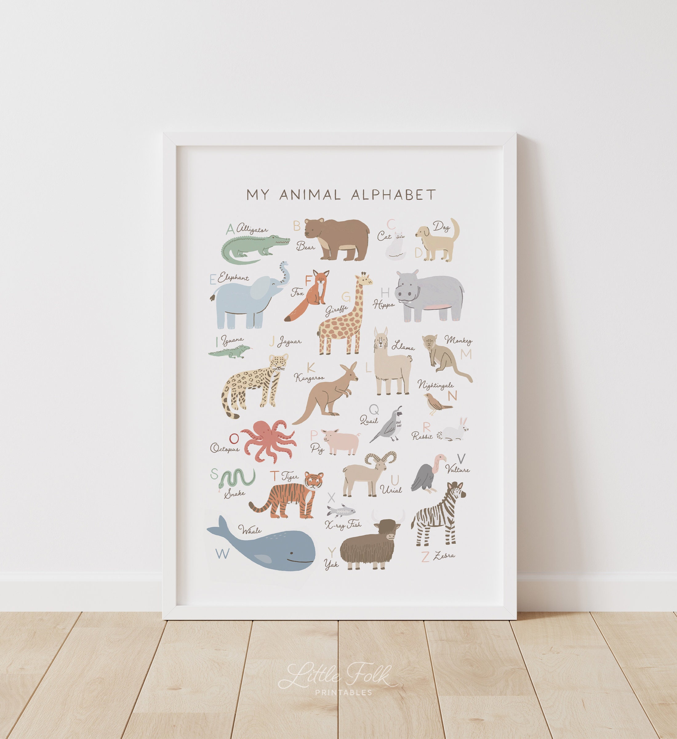 Rainbow Animal Alphabet Poster PRINTABLE Wall Art ABC - Etsy