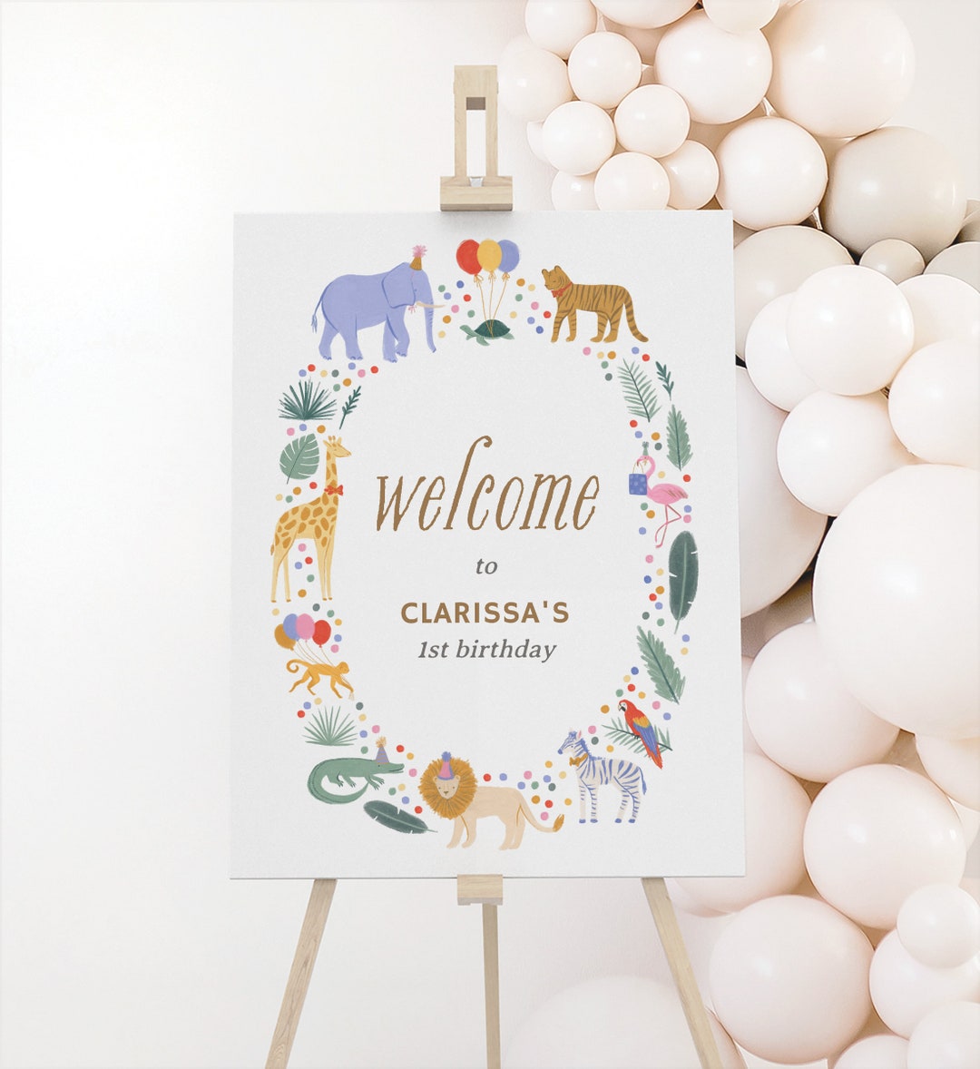 Editable Jungle Safari Birthday Welcome Sign Template, Printable Party ...