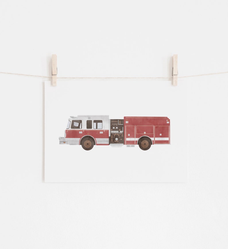 Firetruck Print, Fire Engine Poster, Printable Emergency Vehicle Wall ...