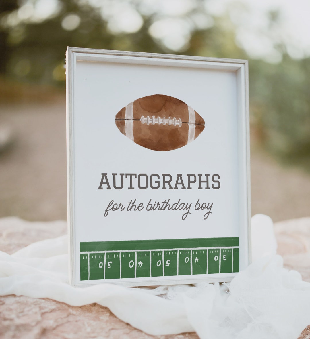 Football Birthday Autographs Sign, Football Birthday Party Decor ...