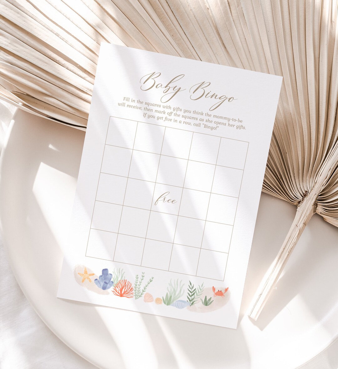 Under the Sea Baby Shower Bingo Game, Printable Ocean Baby Shower Bingo ...