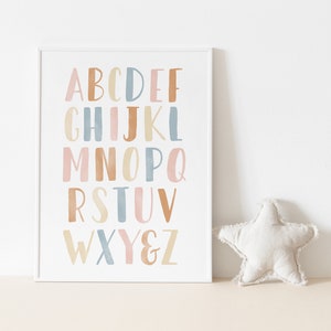 Neutral Alphabet Poster, ABC Print, Printable Educational Wall Art ...