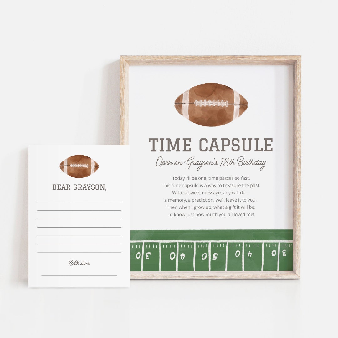 Editable Football Birthday Party Time Capsule Template, Printable ...