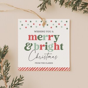 Wishing You a Merry and Bright Christmas Tag Template, Editable Modern ...