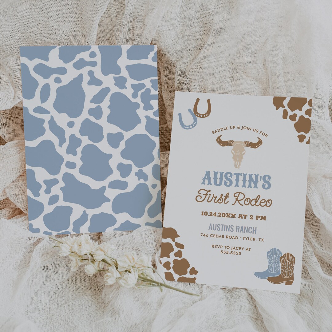 Editable First Rodeo 1st Birthday Party Invitation Cowboy - Etsy