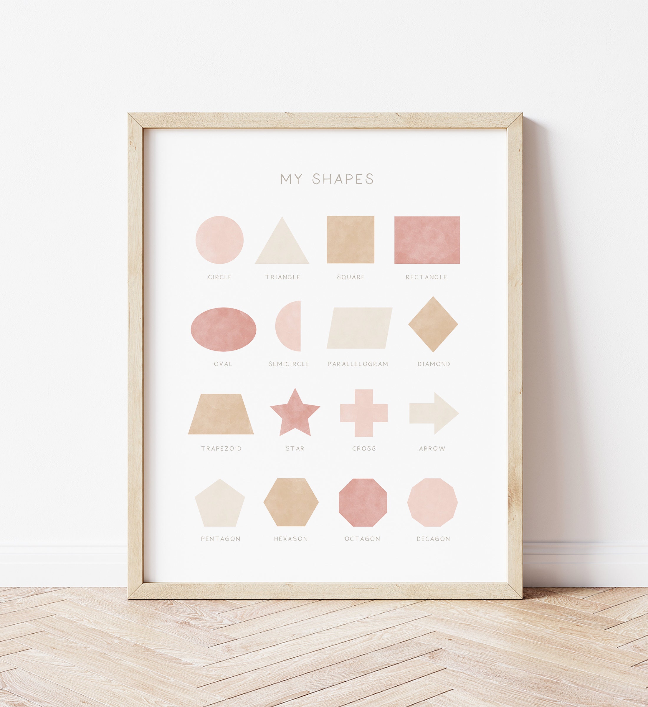 Neutral Shapes Print Printable Educational Wall Art - Etsy