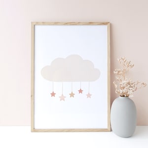 Neutral Cloud Print, Cloud and Stars Nursery Art, PRINTABLE Wall Art ...