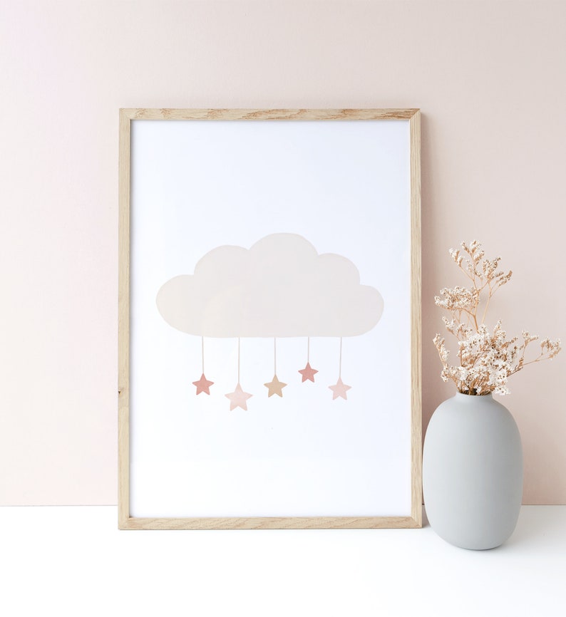 Neutral Cloud Print Cloud and Stars Nursery Art PRINTABLE - Etsy