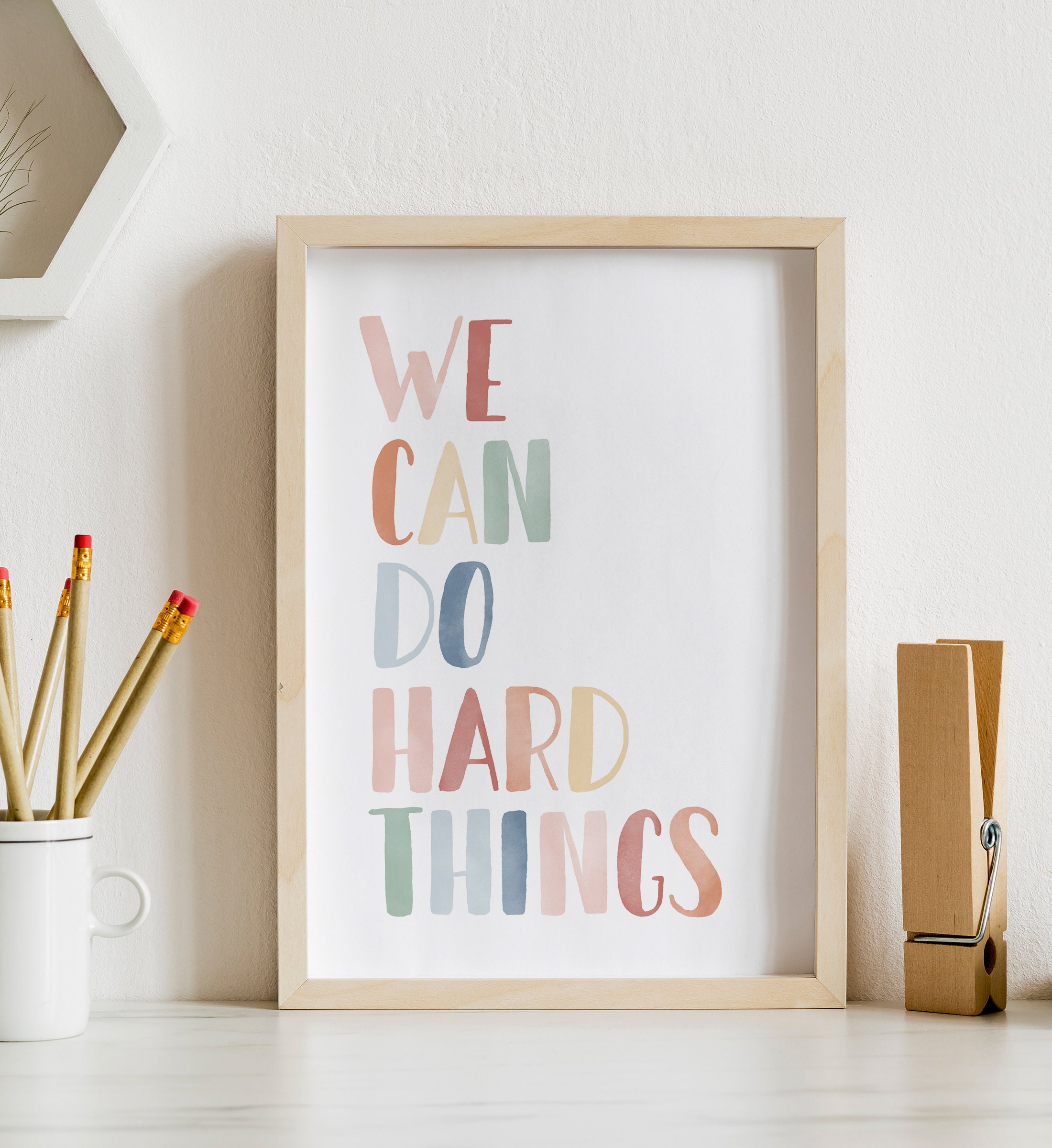Rainbow We Can Do Hard Things Print Inspirational Decor for - Etsy