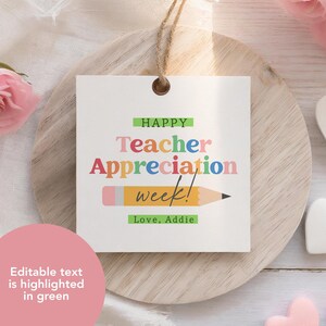 Rainbow Teacher Appreciation Week Tag Template, Printable Thank You ...