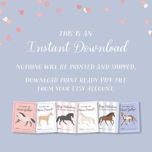 Printable Horse Valentine's Day Cards, Kids Horse Valentine Tags, Kids ...
