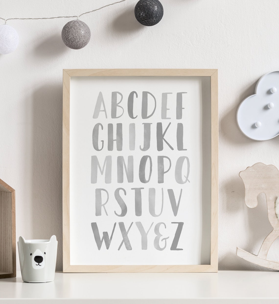 Gray Alphabet Poster Gray ABC Print Alphabet Print - Etsy
