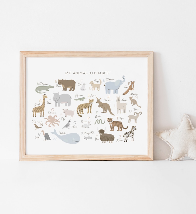 Animal Alphabet Poster PRINTABLE Nursery Wall Art - Etsy