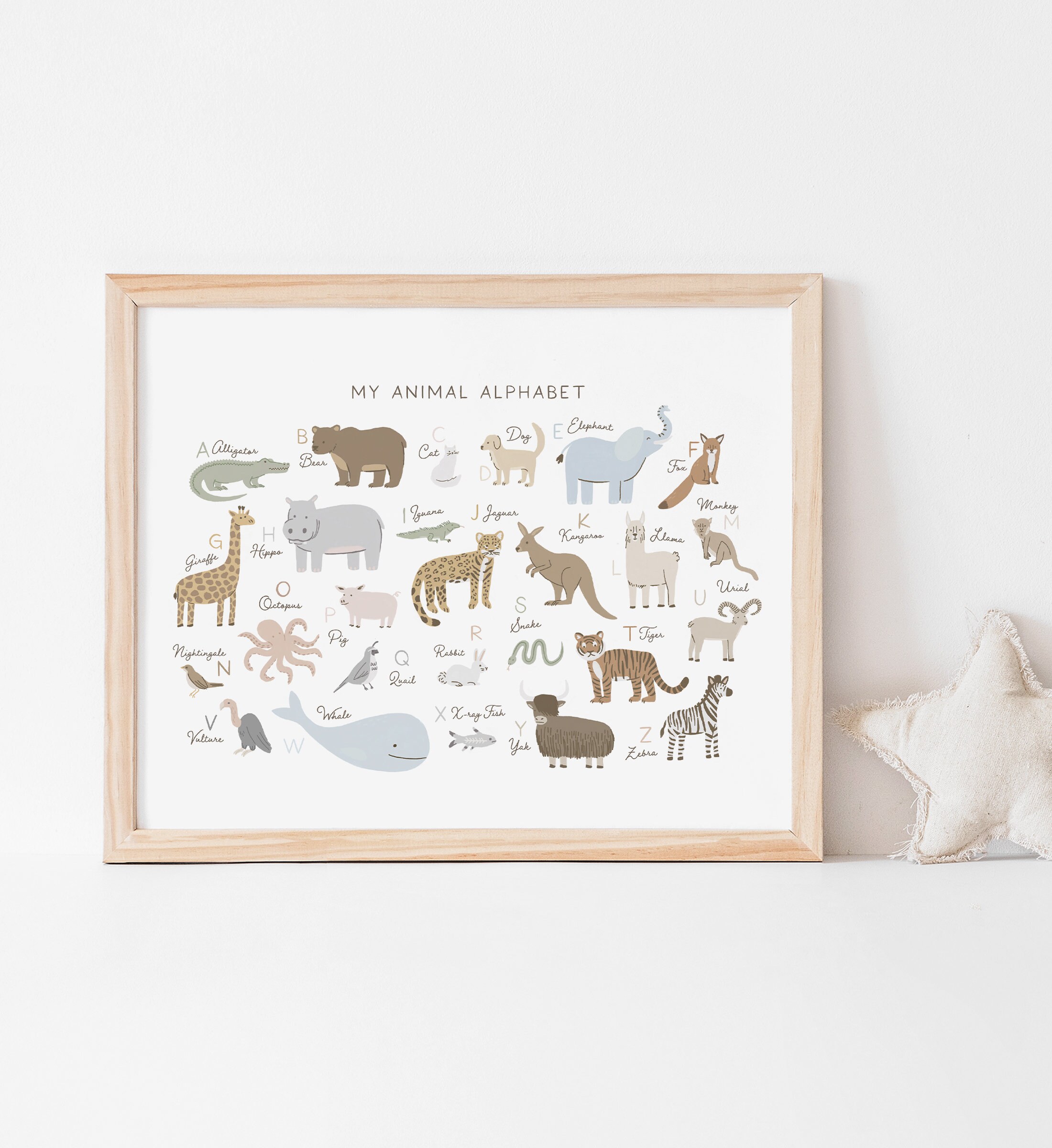 Animal Alphabet Poster PRINTABLE Nursery Wall Art - Etsy