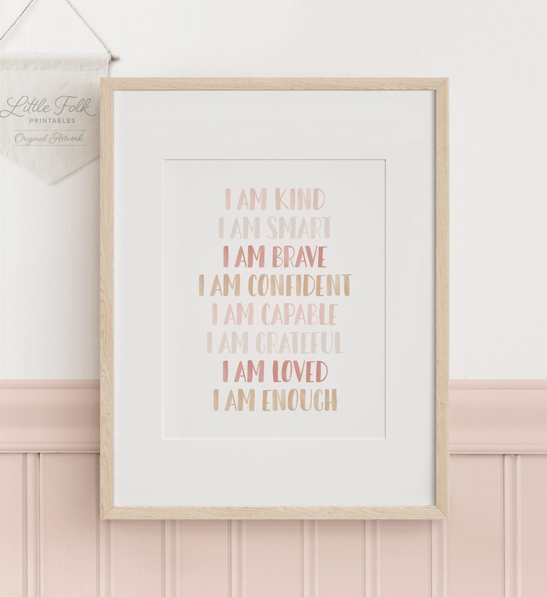 Affirmations Wall Art Girls Room Decor I Am Kind Smart - Etsy