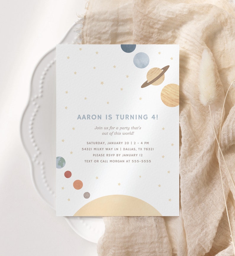 Editable Outer Space Birthday Party Invitation Solar System - Etsy