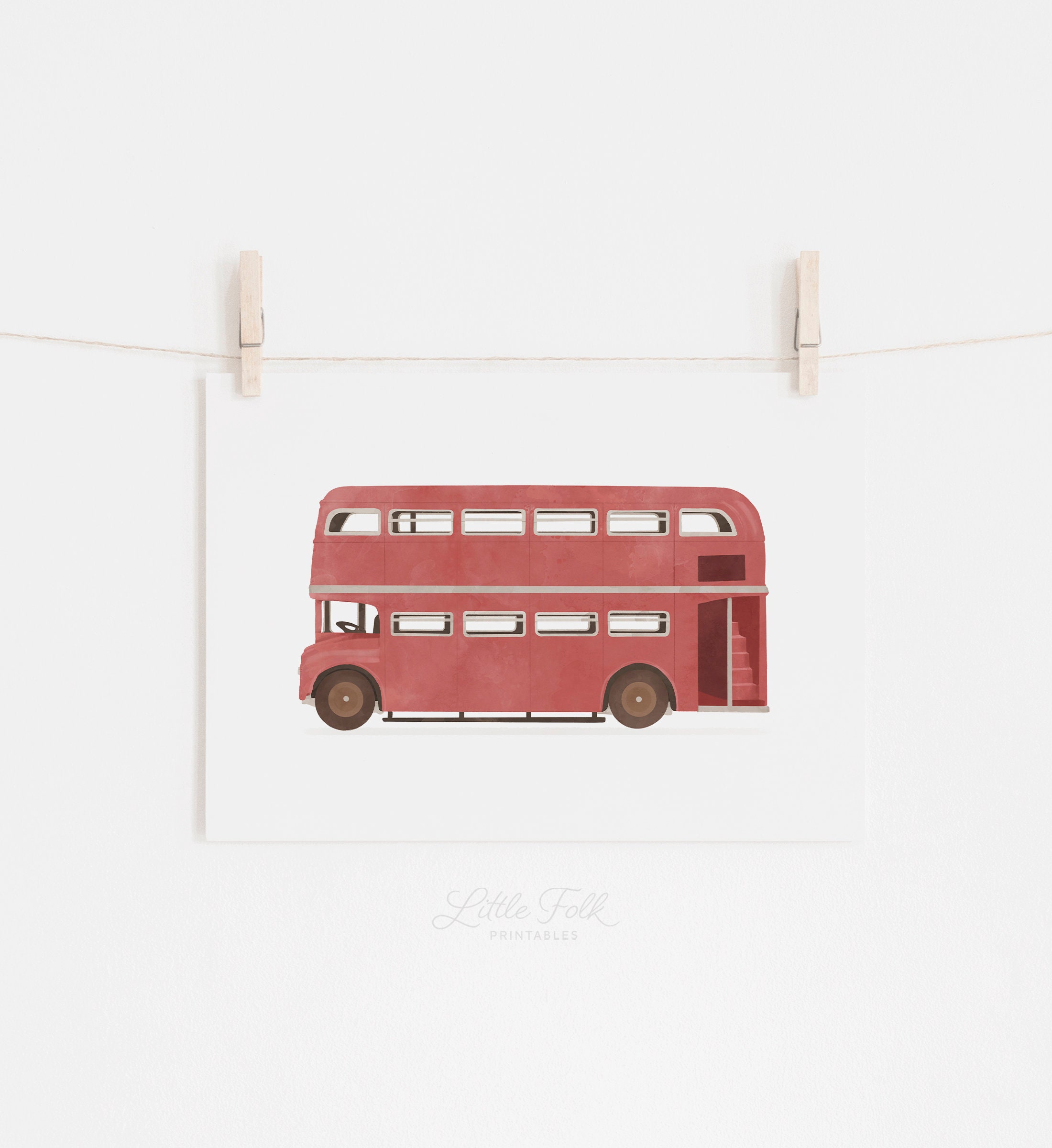 Double Decker Bus Print Printable Vintage Bus Wall Art - Etsy