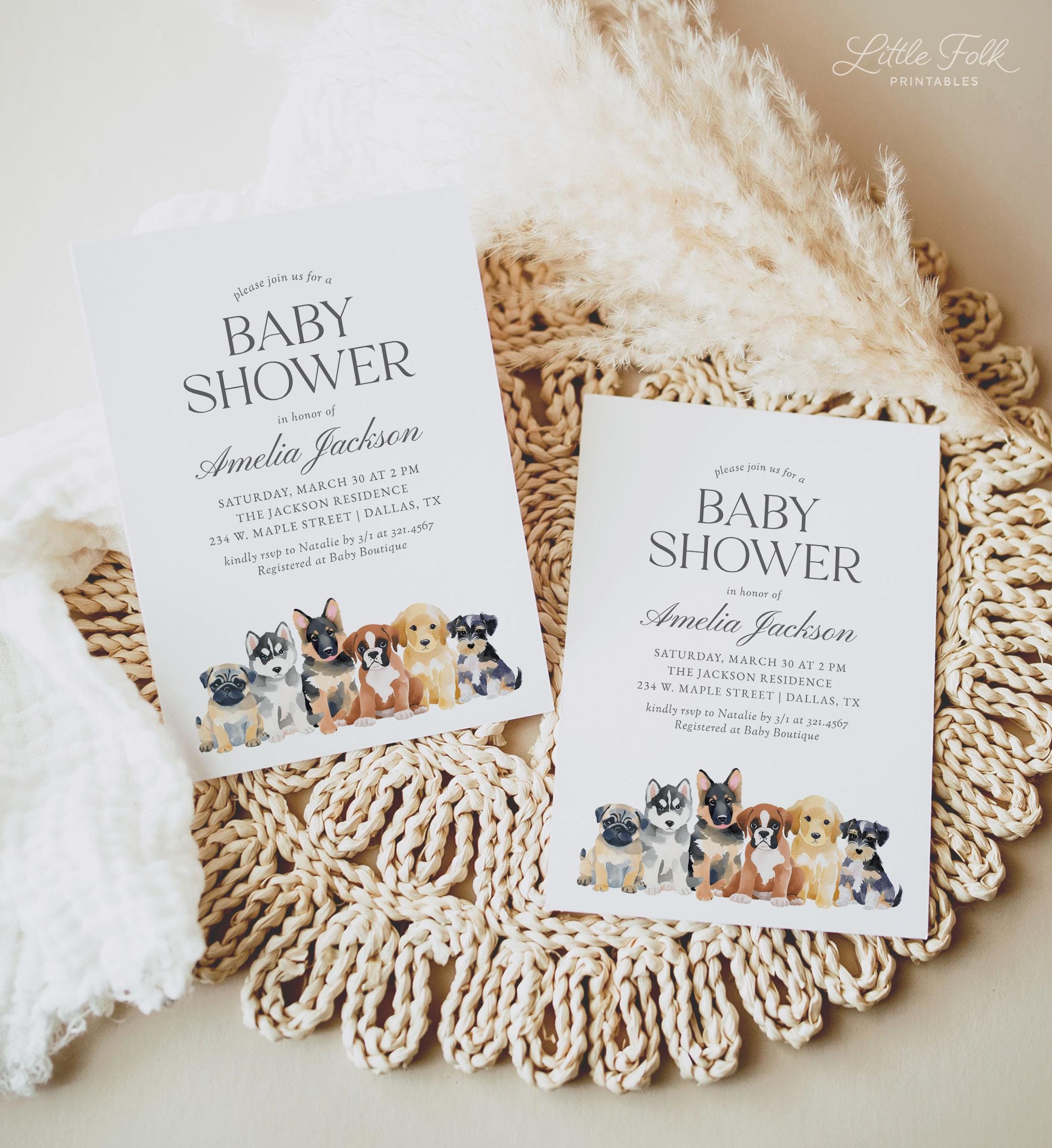Puppy Baby Shower Invitation, Editable Dog Baby Shower Invite ...