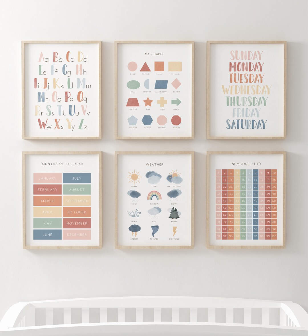 Rainbow Classroom Decor Set of 6 Prints, Printable Educational Wall Art ...