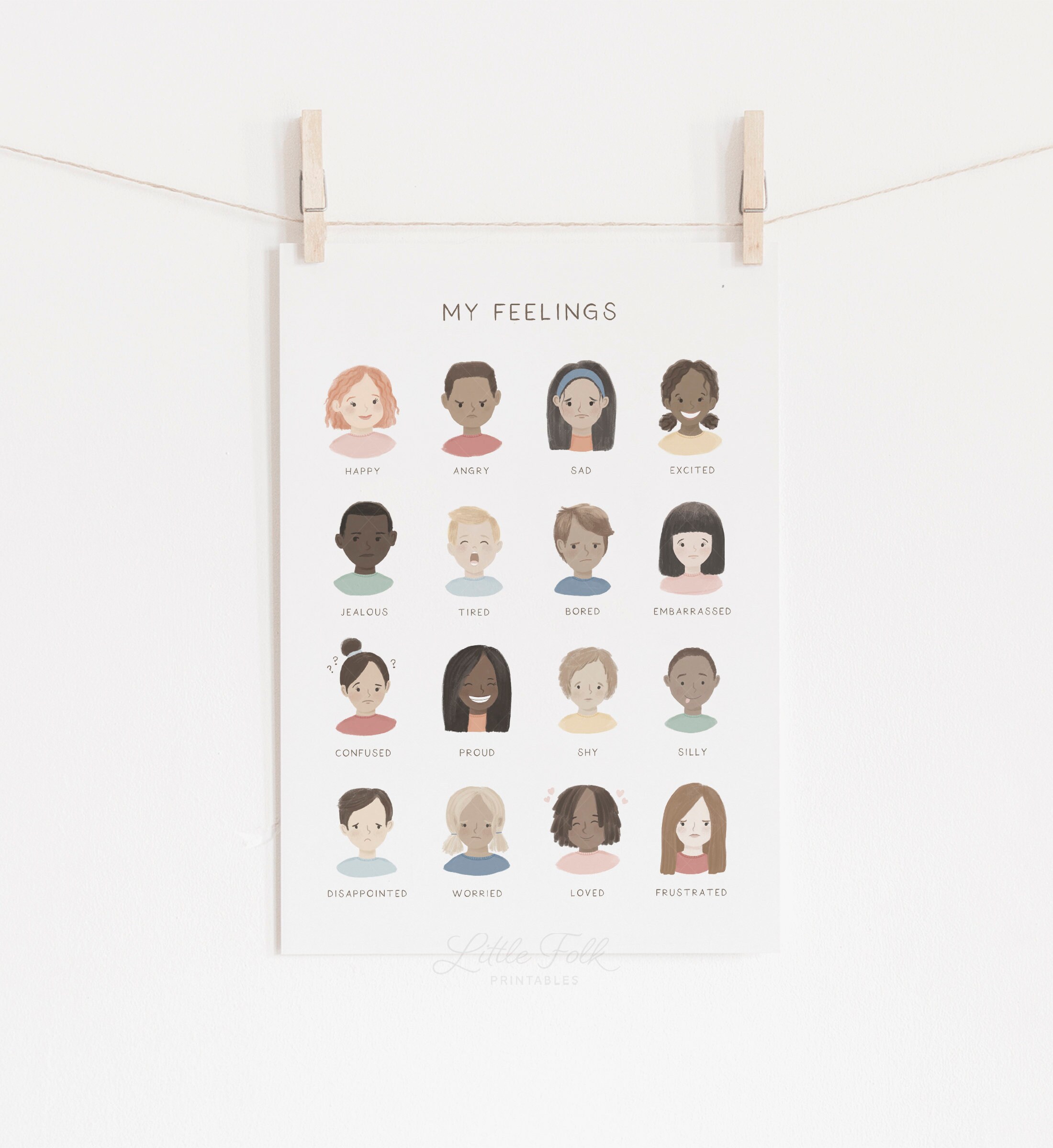 Rainbow Feelings Chart Emotions Print PRINTABLE Wall Art | Etsy