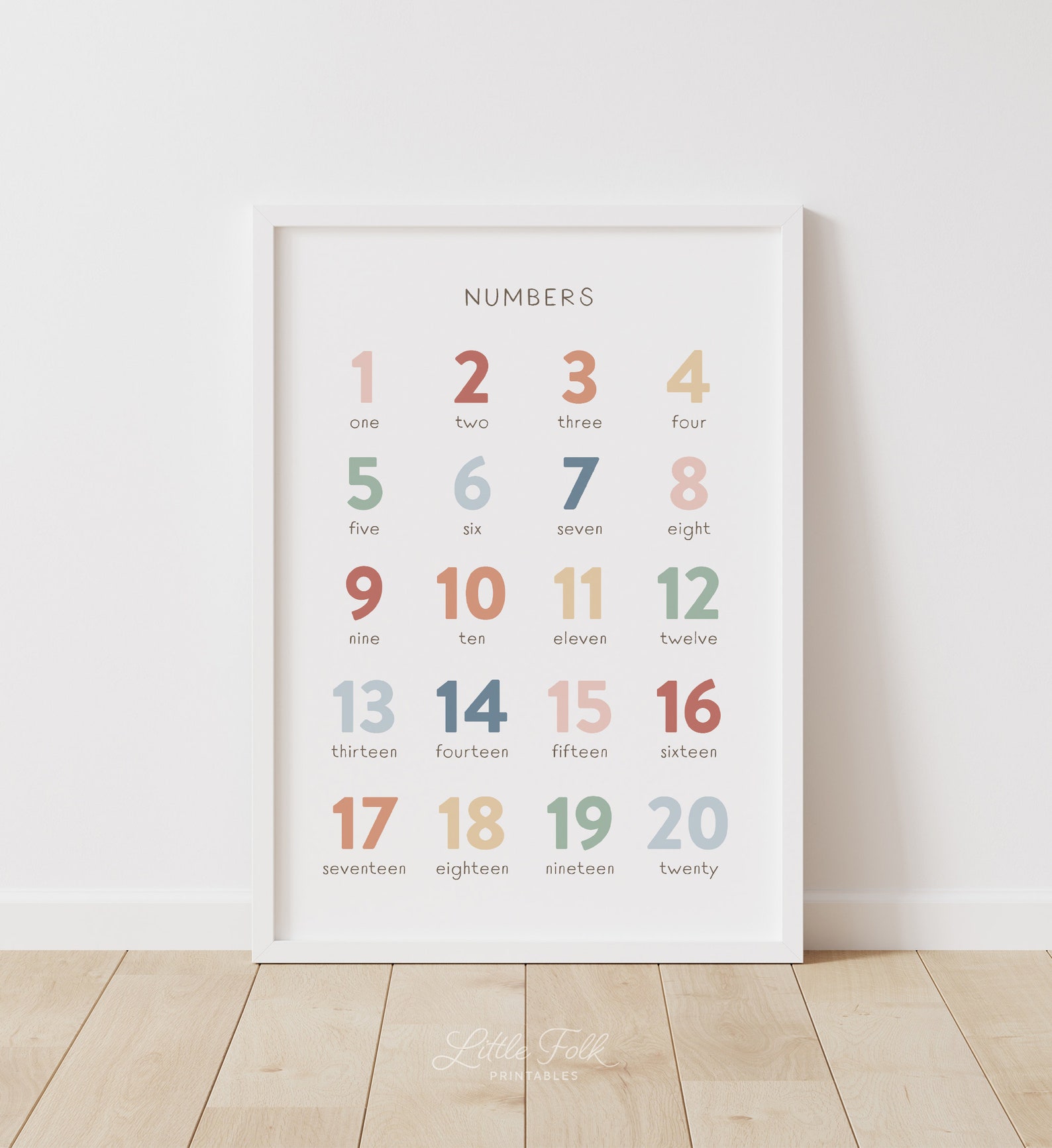 Rainbow Numbers Print Counting 1-20 Poster PRINTABLE Wall - Etsy