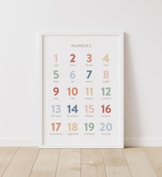 Rainbow Numbers Print Counting 1-20 Poster PRINTABLE Wall - Etsy
