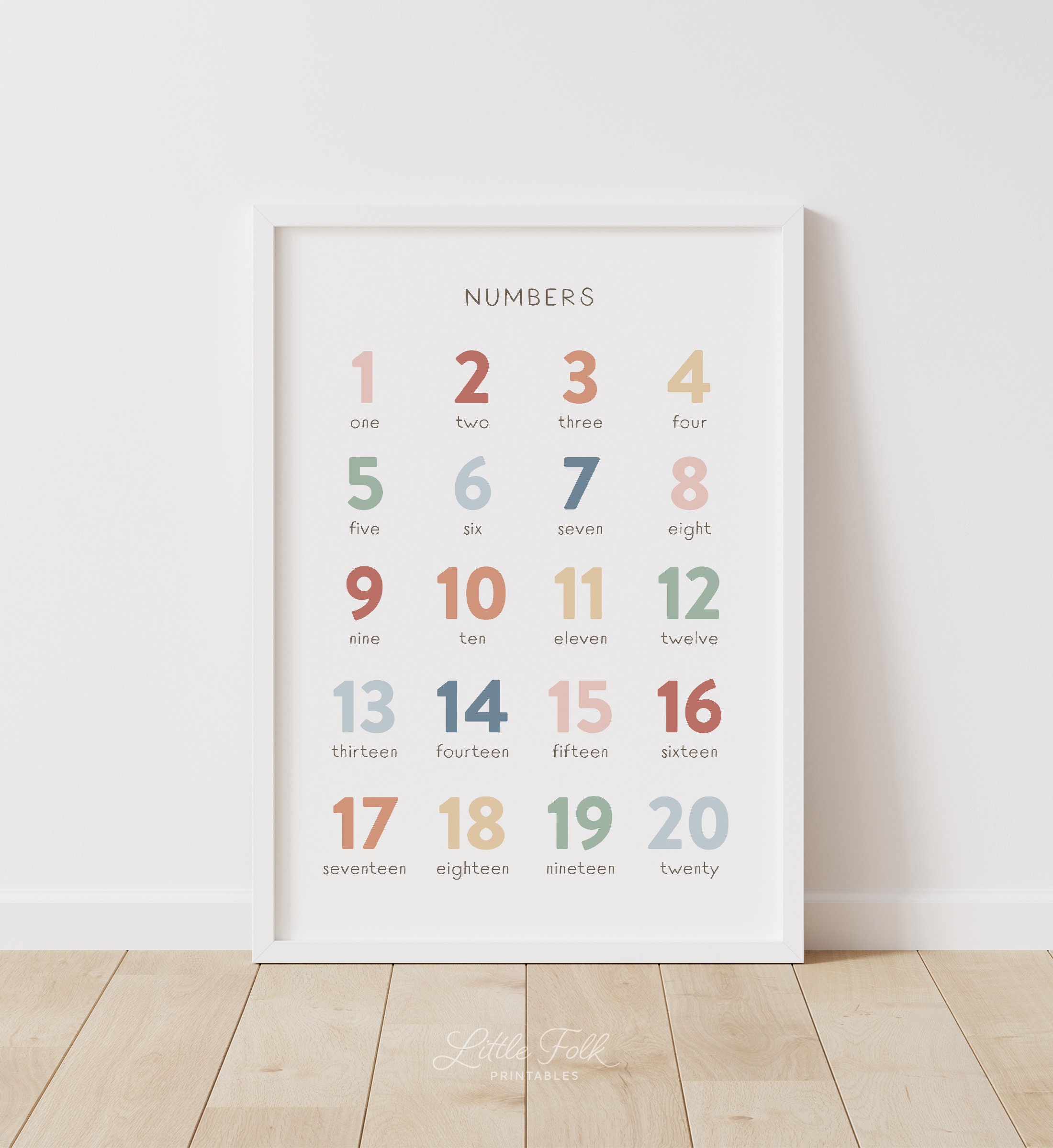 Rainbow Numbers Print Counting 1-20 Poster PRINTABLE Wall | Etsy