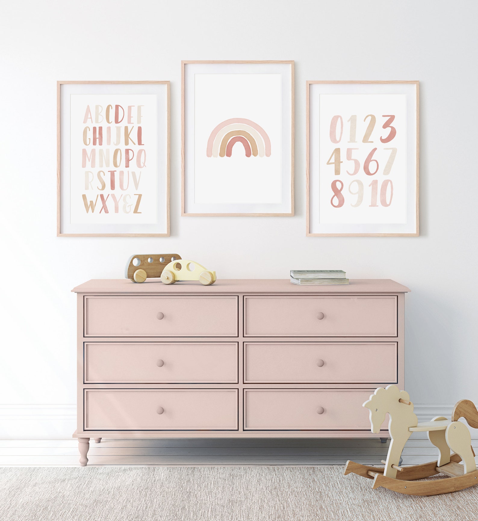 Neutral Rainbow Wall Art Set of 3 Prints Neutral Alphabet | Etsy