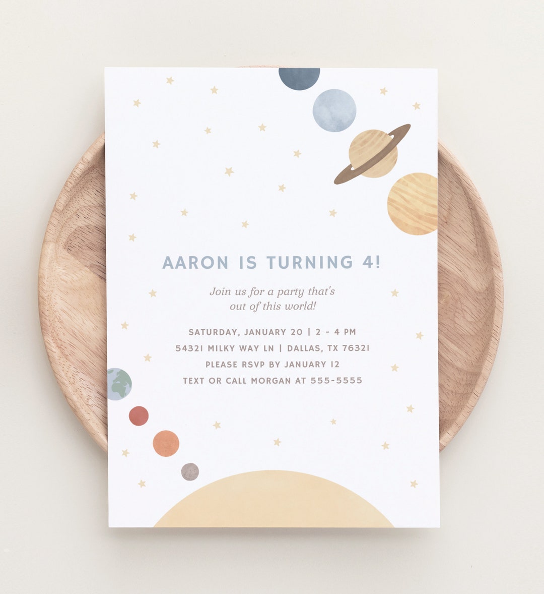 Editable Outer Space Birthday Party Invitation, Solar System Birthday ...