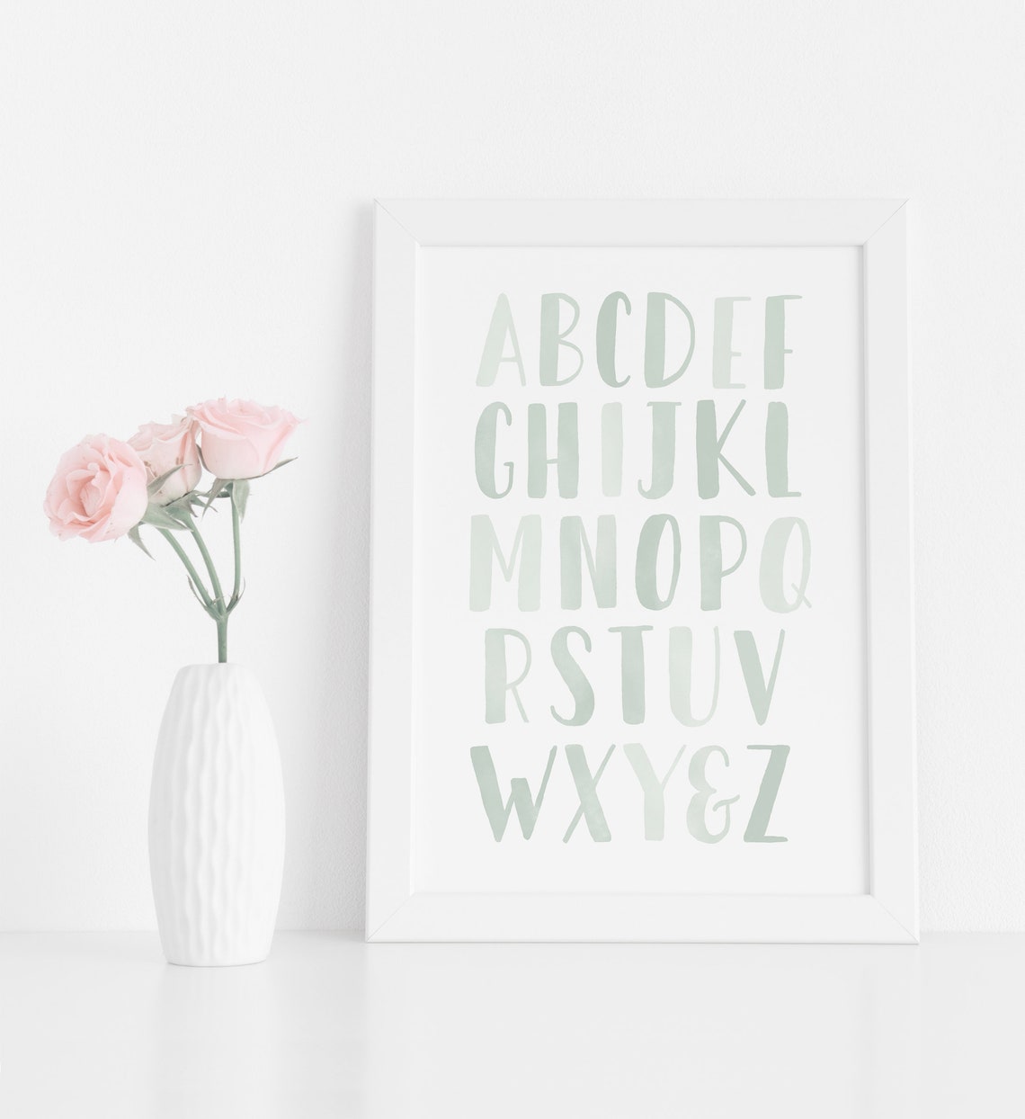 Mint Green Alphabet Poster ABC Print Printable Educational - Etsy