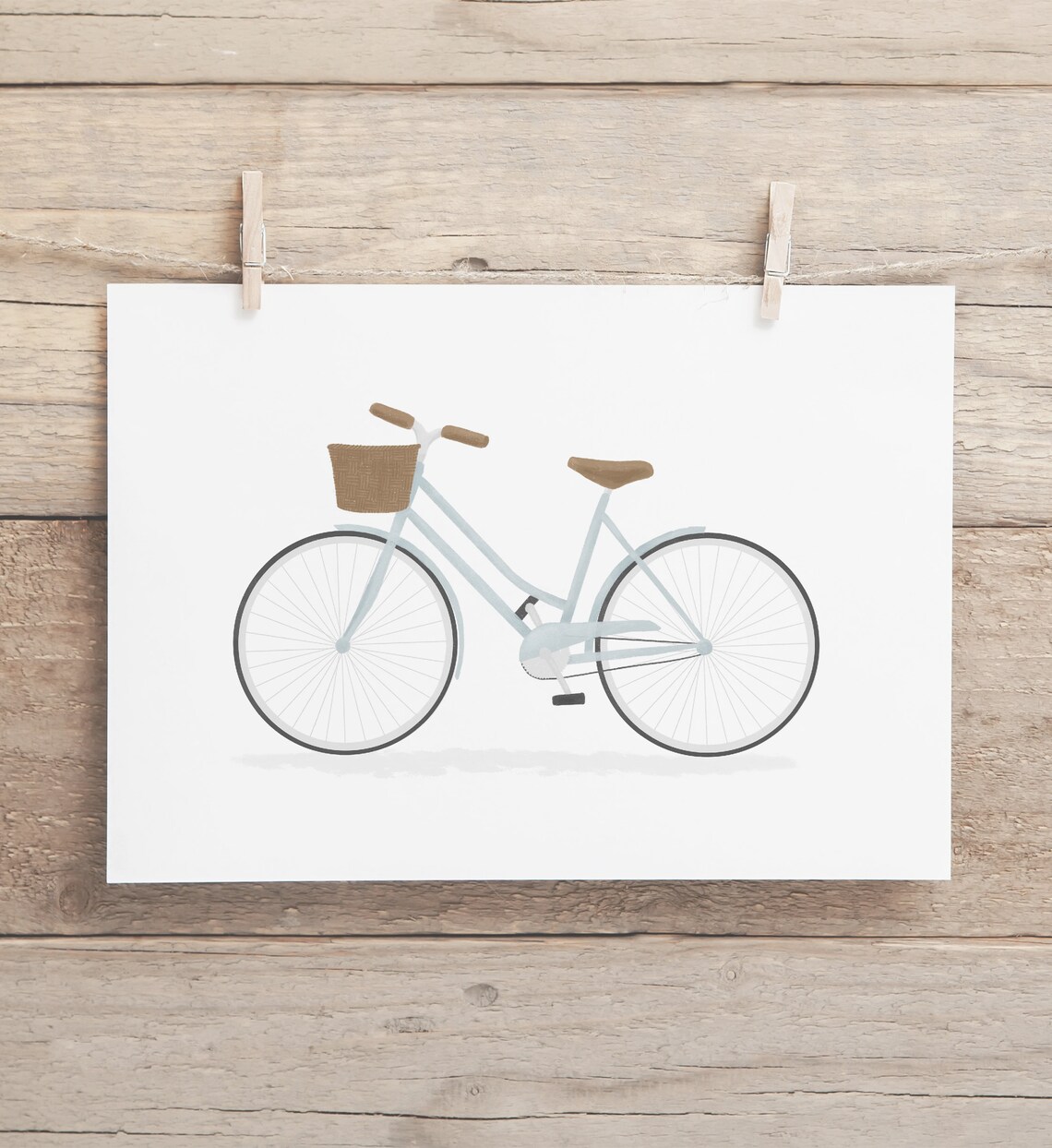 Blue Bicycle Print, Printable Vintage Bicycle Wall Art, Beach Nursery ...