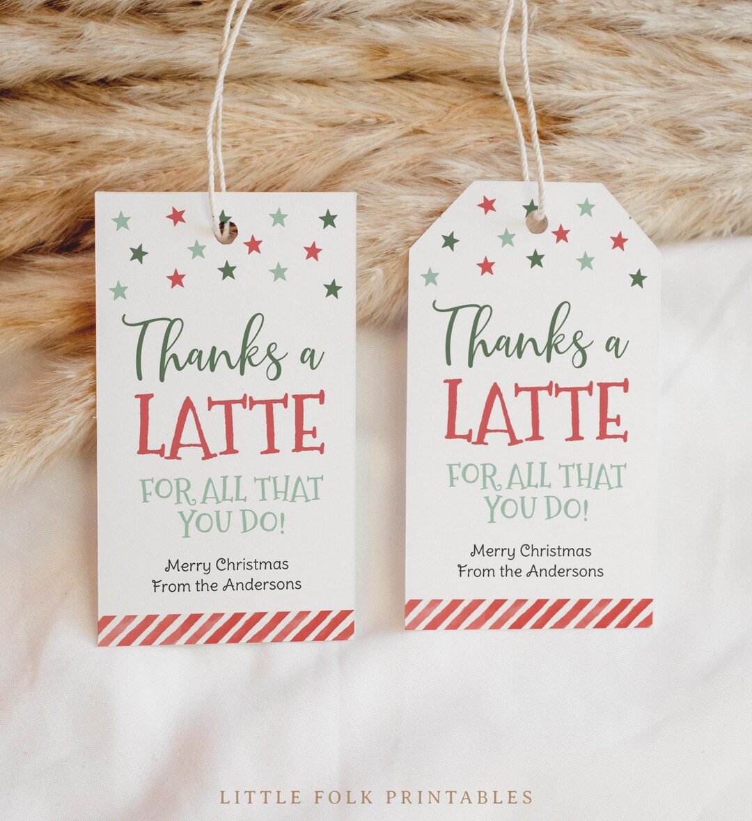 Thanks a Latte Tag Template, Editable Teacher Appreciation Holiday Gift ...