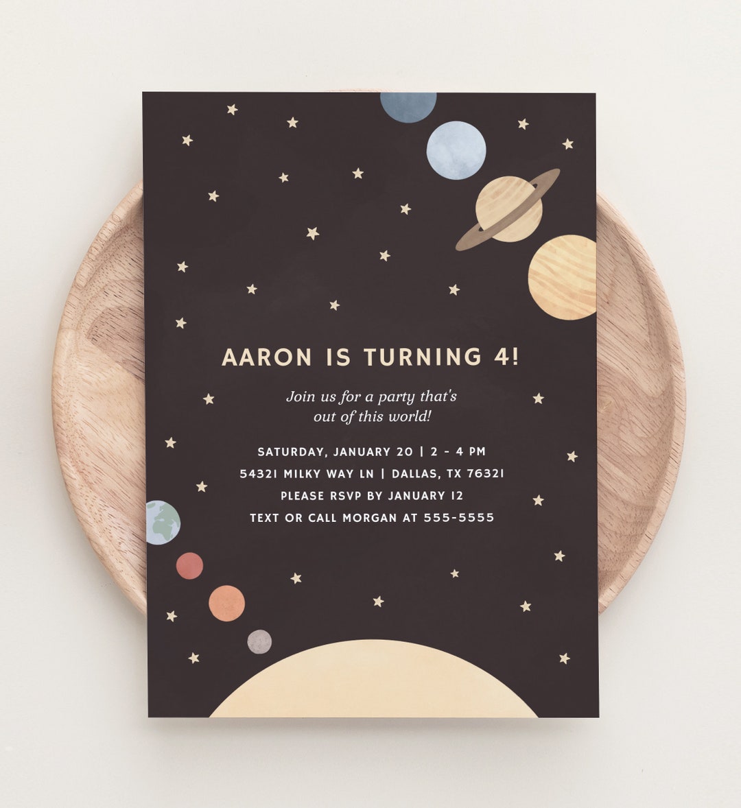 Editable Outer Space Birthday Party Invitation, Solar System Birthday ...