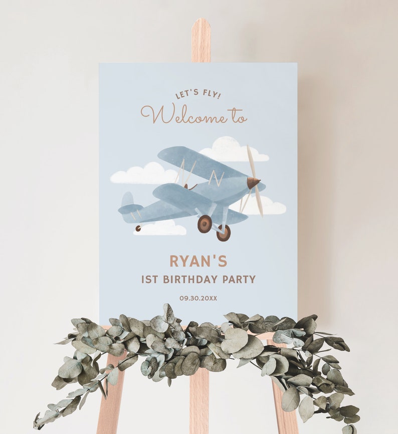 Editable Airplane Birthday Party Welcome Sign Printable - Etsy